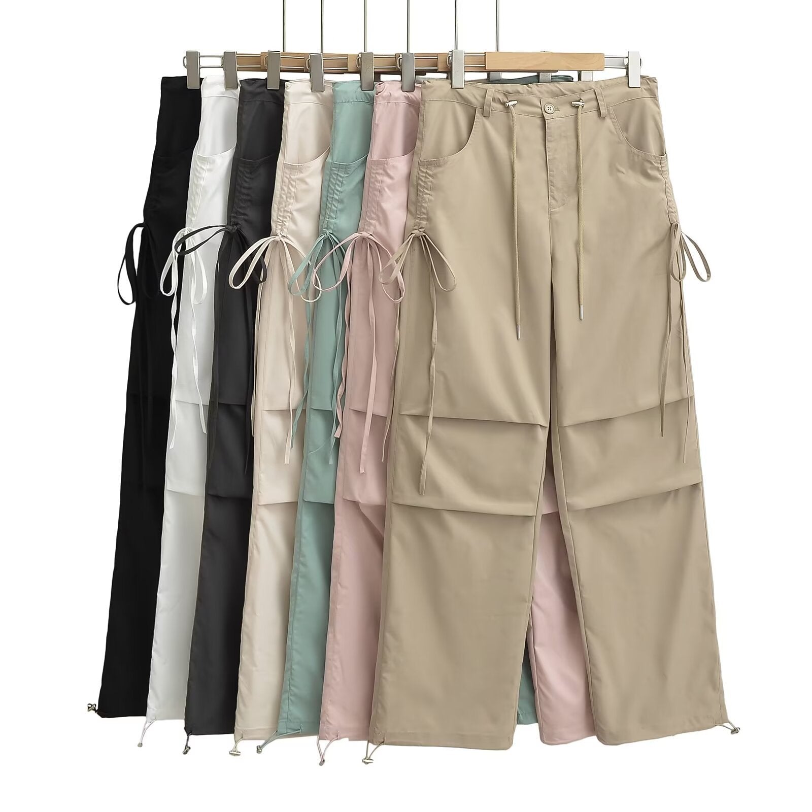 Side Drawstring Pleated Cargo Pants | fairypeony