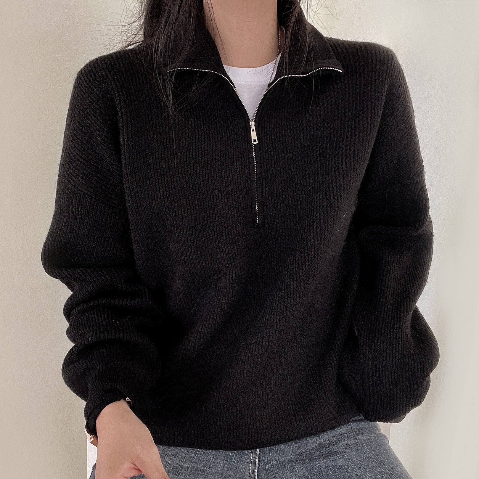 Vintage Half Zip Up Oversized Sweater | fairypeony
