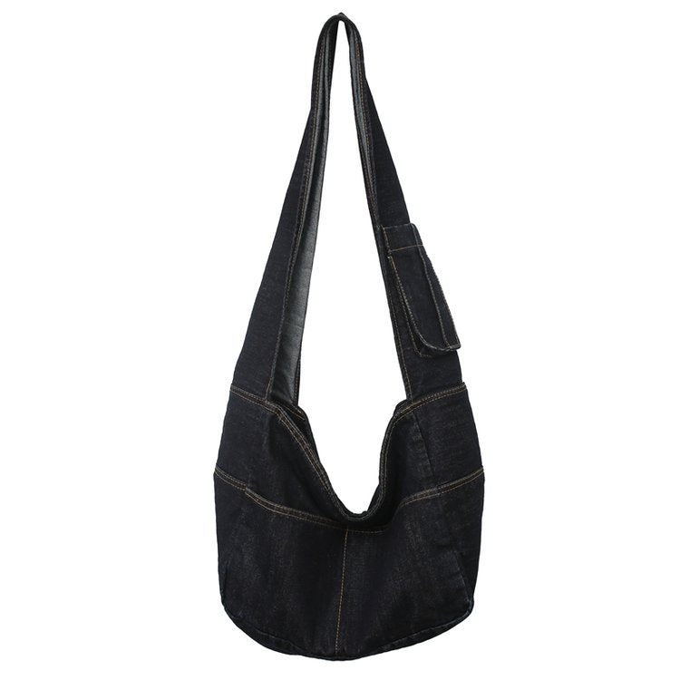 Large Washed Denim Crossbody Bag | fairypeony