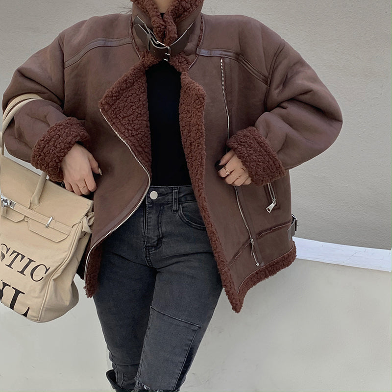 Lamb Wool Suede Velvet Jacket | fairypeony