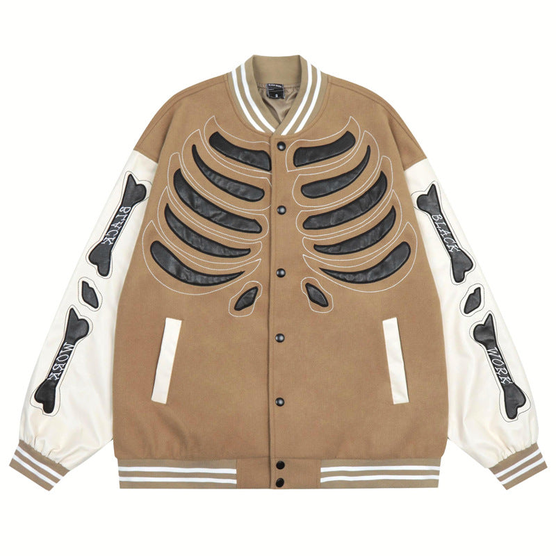 Skeleton Graphic Oversized Varsity Jacket | fairypeony