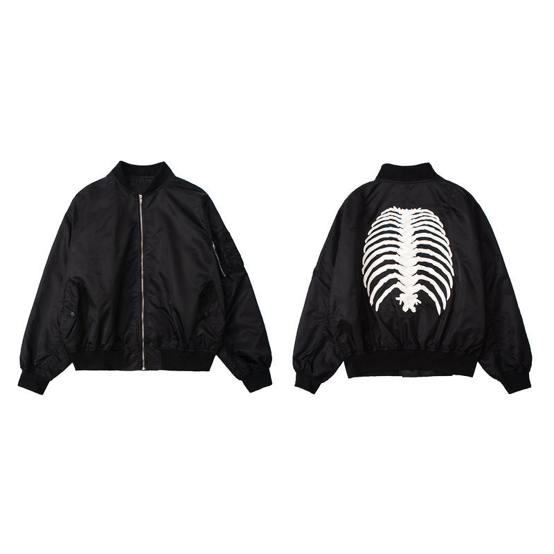 Skeleton Graphic Oversized Bomber Jacket | fairypeony