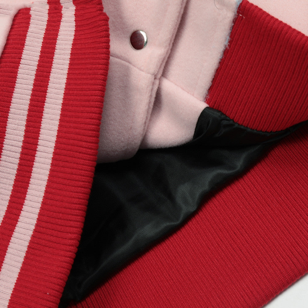 Pastel Toweling Embroidered Varsity Jacket | fairypeony