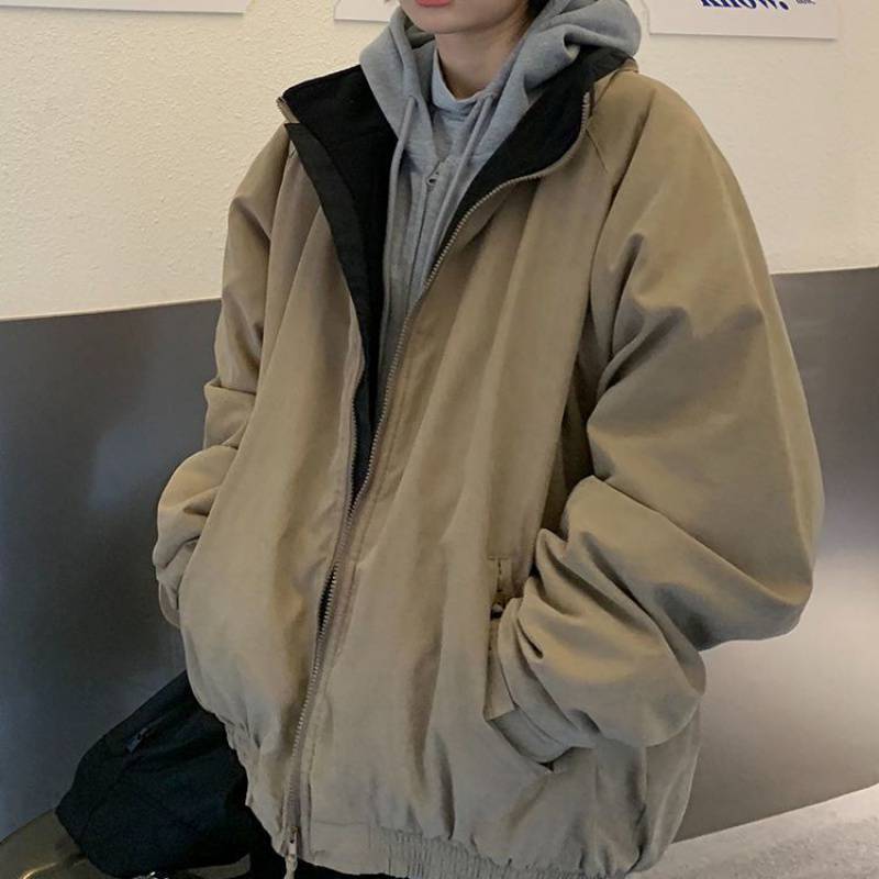 Solid Color Vintage Zip Up Jacket | fairypeony