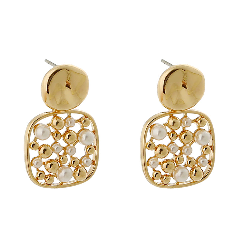 Square Cut-out Pearl Earring Accessories | fairypeony