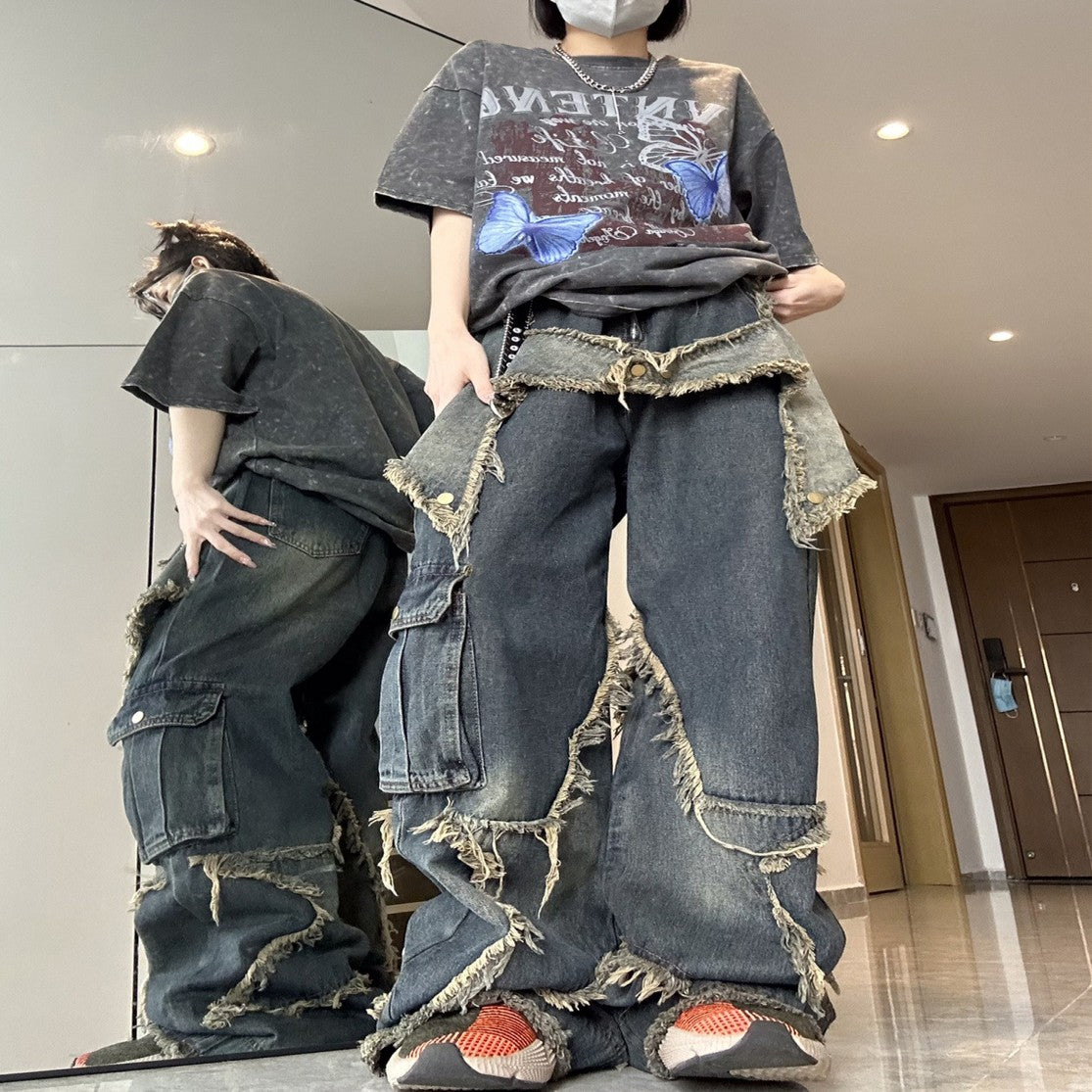 Star Patch Distressed Blue Boyfriend Jeans | fairypeony