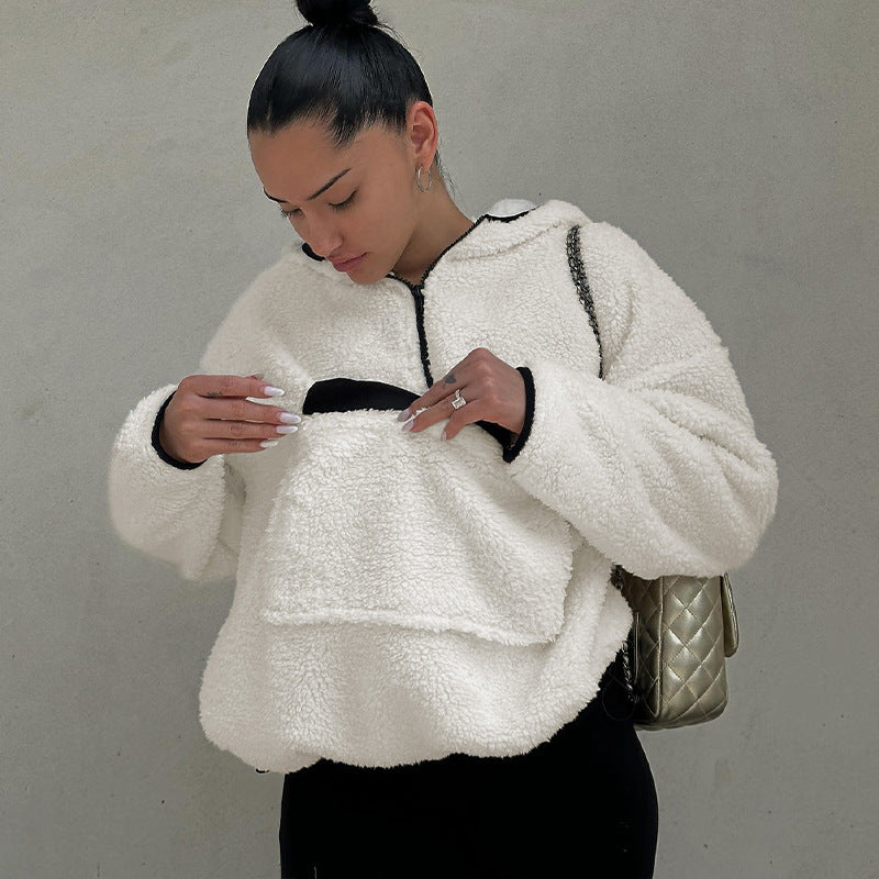 Lamb Wool Oversized Hooded Sweater | fairypeony